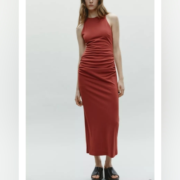 Zara | Dresses | Zara Sleeveless Midi Dress In Rust | Poshmark